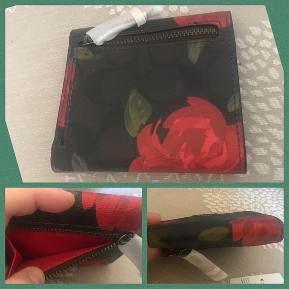 Coach | Bags | Coachlast Red Rose Camo Small Wallet | Poshmark